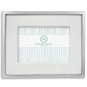 MARIPOSA Leather With Metal Border Frame, 5 X 7 - White