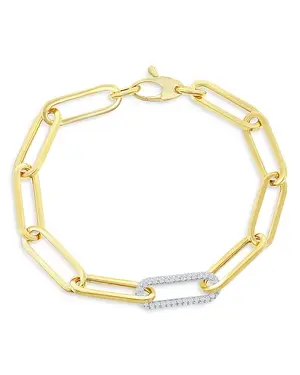 Bloomingdale'S Diamond Paperclip Link Bracelet - Gold/white