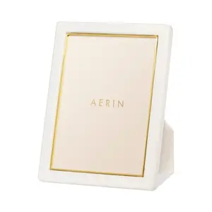 Aerin Piero Leather Frame, 5 X 7 - Shadow White