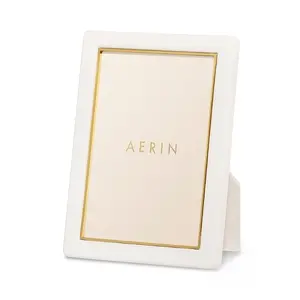 Aerin Piero Leather Frame, 4 X 6 - Shadow White