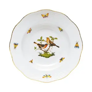 HEREND Rothschild Bird Rimmed Soup Bowl, Motif #9 - Multi-color