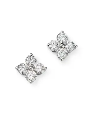 Bloomingdale'S Diamond Clover Stud Earrings - White