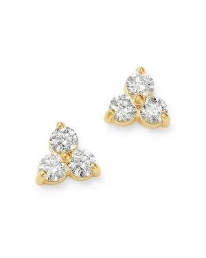 Bloomingdale'S Diamond Three-stone Stud Earrings - White/gold