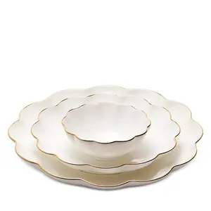 Aerin Scalloped Nesting Serving Dishes, Set Of 3 - Cream