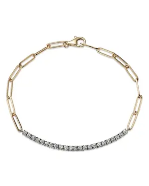 Bloomingdale'S Diamond And 14k Gold Link Bracelet - White/gold