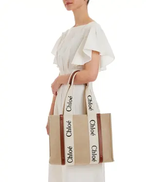 Chloé Woody Medium Tote - White/brown