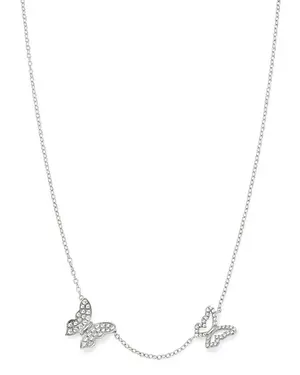 Bloomingdale'S Pave Diamond Butterfly 14k Gold Necklace - White