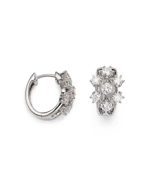 Bloomingdale'S 14k Gold Diamond Cluster Hoop Earrings, 1.00 Tcw