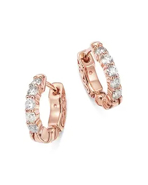 Bloomingdale'S Diamond Huggie Hoop Earrings - White/rose Gold