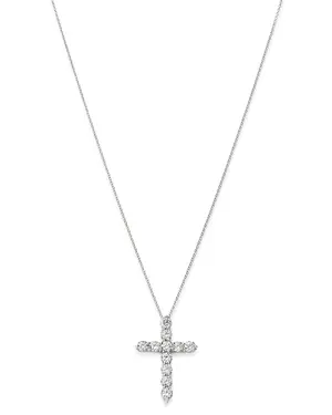 Bloomingdale'S 14k Gold Diamond Cross Pendant Necklace, 1.75 Tcw - White