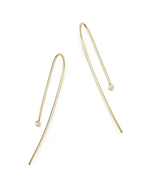 Zoe Chicco 14k Yellow And Diamond Wire Earrings - Gold