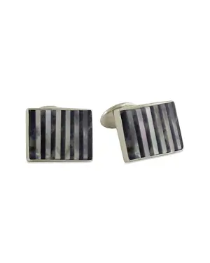David Donahue Mother Of Pearl Striped Cufflinks - Silver