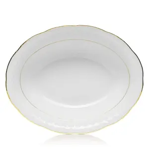 HEREND Golden Edge Oval Vegetable Dish - White