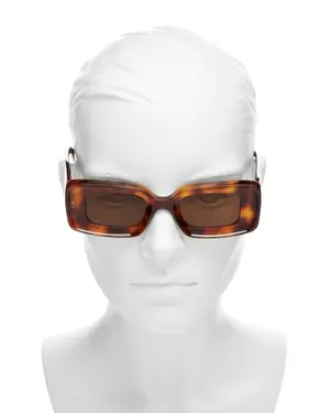 Loewe Chunky Anagram Rectangular Sunglasses, 46mm - Havana/brown