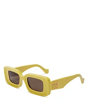 Loewe Chunky Anagram Rectangular Sunglasses, 46mm Yellow/brown