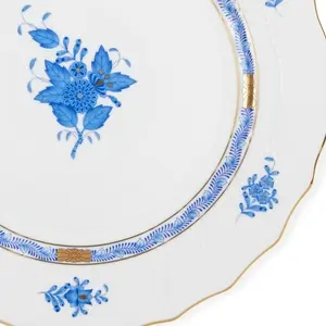 HEREND Chinese Bouquet Dinner Plate - Blue