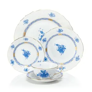 HEREND Chinese Bouquet Dinner Plate - Blue