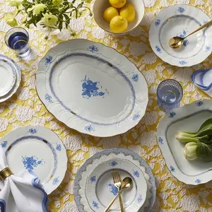 HEREND Chinese Bouquet Dinner Plate - Blue
