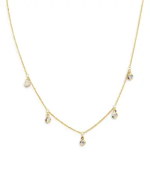 BLOOMINGDALE'S Diamond Droplet Station Necklace In 14K Yellow Gold