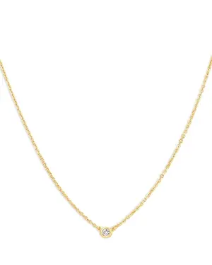 BLOOMINGDALE'S 14K Yellow Gold Diamond Solitaire Pendant Necklace