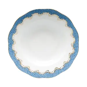 HEREND Fishscale Soup Plate - Blue
