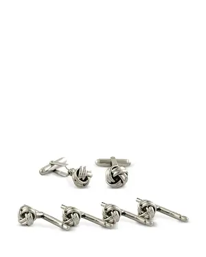 David Donahue Plated Knot Shirt Stud & Cufflinks Set - Silver