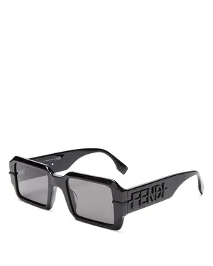 Fendi Fendigraphy Rectangular Sunglasses, 52mm - Black/gray Solid