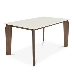 HUPPE Magnolia 60 Lacquered Glass Top Dining Table - Light Natural Walnut / Cream Glass