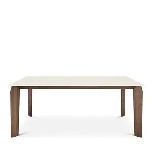 HUPPE Magnolia 76 Lacquered Glass Top Dining Table - Light Natural Walnut / Cream Glass