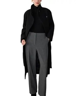 Whistles Morgan Wool Funnel Wrap Coat - Black