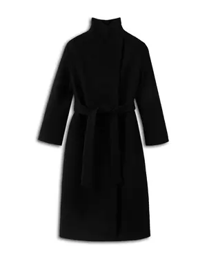 Whistles Morgan Wool Funnel Wrap Coat - Black