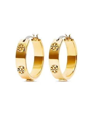 Tory Burch Miller Logo Huggie Hoop Earrings - Gold