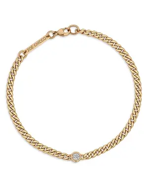 Zoe Chicco 14k Yellow Diamond Curb Chain Bracelet - Gold