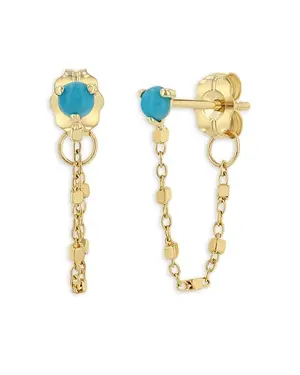Zoe Chicco 14k Gold Turquoise & Chain Drop Earrings - Gold/blue