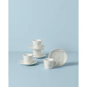 LENOX Oyster Bay 8 Piece Espresso Cup & Saucer Set