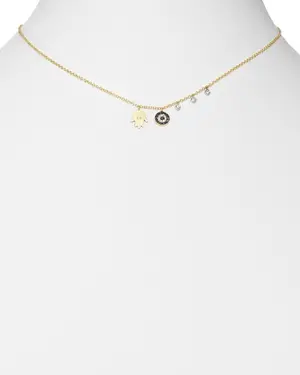 Meira T Diamond Hamsa Evil Eye Necklace