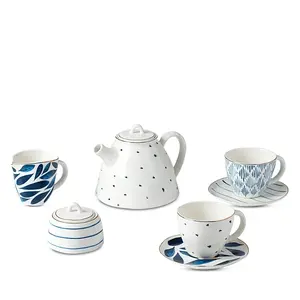 LENOX Blue Bay 9 Piece Tea Set For Two - White