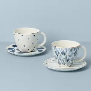 LENOX Blue Bay 4 Piece Teacup & Saucer Set