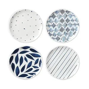 LENOX Blue Bay Melamine Assorted Accent Plates, Set Of 4 - White/blue