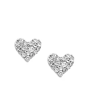 Meira T 14k Gold Diamond Heart Stud Earrings - White