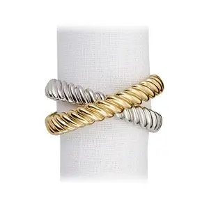 L'Objet Deco Twist Napkin Jewels, Set Of 4 Gold/platinum