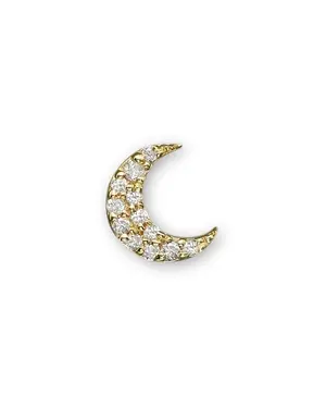 Meira T 14k Yellow Gold Moon Stud Earring - White/gold