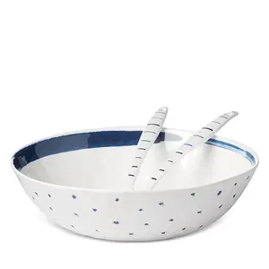 LENOX Lennox Blue Bay Melamine Salad Bowl With Servers - White/blue