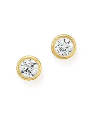 Bloomingdale'S Diamond And 14k Yellow Gold Stud Earrings - White/gold
