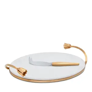 L'Objet Deco Leaves Cheese Set - Silver