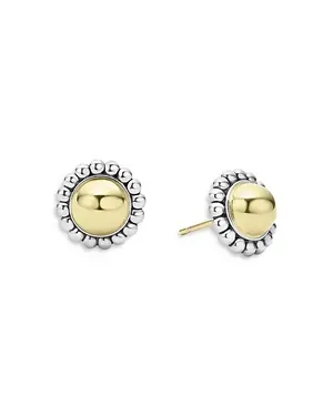 Lagos Lagos 18k Yellow Gold & Sterling Silver High Bar Stud Earrings Silver/gold