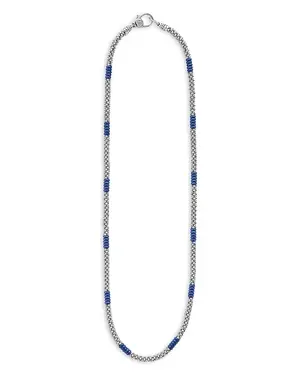 Lagos Blue Caviar Ceramic Beaded Necklace - Blue/silver