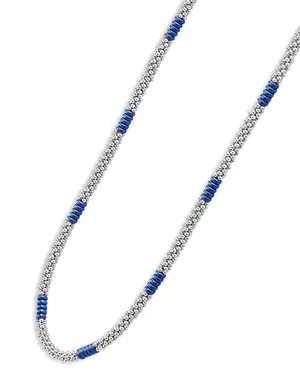 Lagos Blue Caviar Ceramic Beaded Necklace - Blue/silver