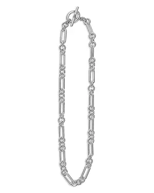 Lagos Signature Caviar Mixed Link Statement Necklace - Silver