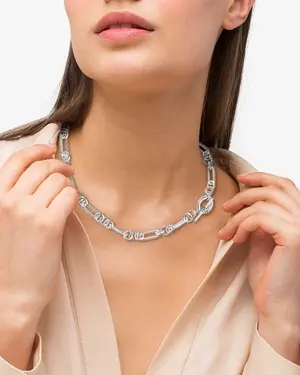 Lagos Signature Caviar Mixed Link Statement Necklace